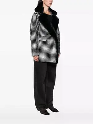 AVA ADORE Houndstooth Faux Fur Coat