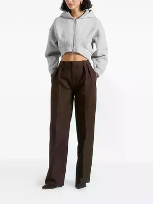 Manière De Voir Cropped Zip Through Hoodie - Grey