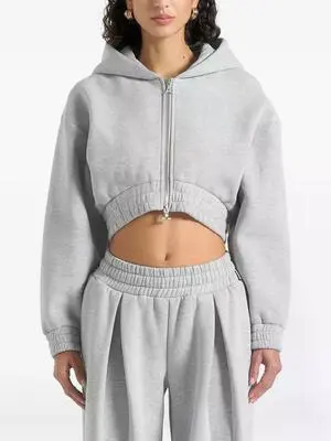 Manière De Voir Cropped Zip Through Hoodie - Grey