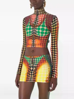 JEAN PAUL GAULTIER High-neck Zip-up Top - Brown