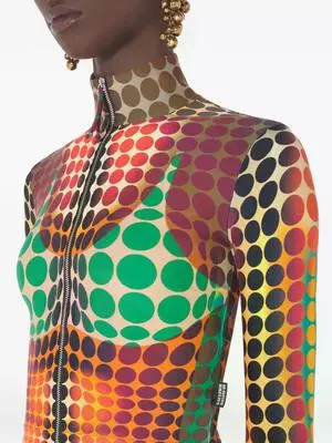 JEAN PAUL GAULTIER High-neck Zip-up Top - Brown