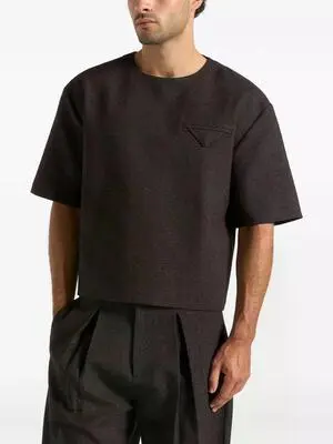 Manière De Voir Leon In Dark Boxy-cropped Hatched T-shirt