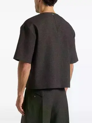 Manière De Voir Leon In Dark Boxy-cropped Hatched T-shirt