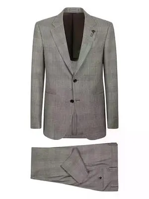 LARDINI Checked-pattern Single-breated Suit
