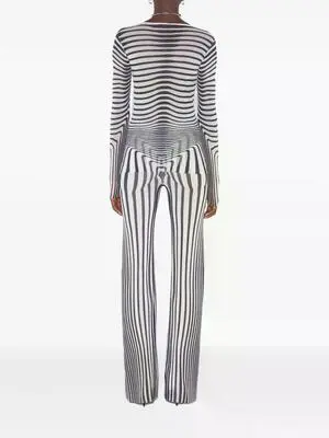 JEAN PAUL GAULTIER Long-sleeve Morphing-stripes Top - White