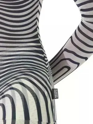 JEAN PAUL GAULTIER Long-sleeve Morphing-stripes Top - White