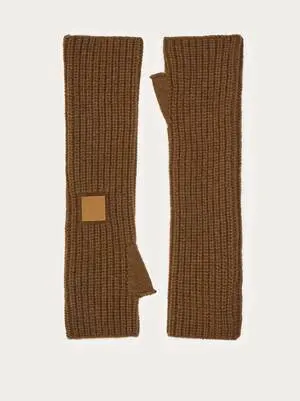 FERRAGAMO Knitted Fingerless Gloves - Brown