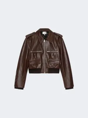 FRAME Aviator Leather Jacket - Brown