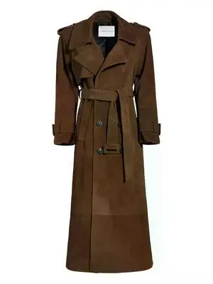SUSANA CHOW Madison Suede Trench Coat - Brown