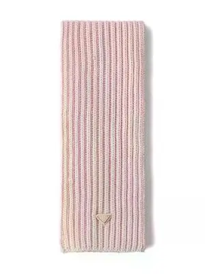 Prada Enameled Triangle Rib Knit Scarf - Pink