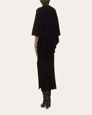 Gorski Wool Capelet With Shearling Pompoms - Gray
