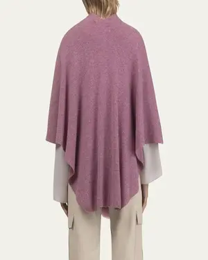 Gorski Wool Capelet With Shearling Pompoms - Gray