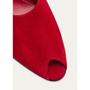 TOTEME Velvet Peep-toe Wedge Mules - Red
