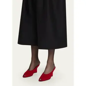 TOTEME Velvet Peep-toe Wedge Mules - Red