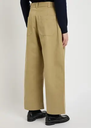 Studio Nicholson Peached Pleated Wide-leg Cotton-twill Trousers - Tan
