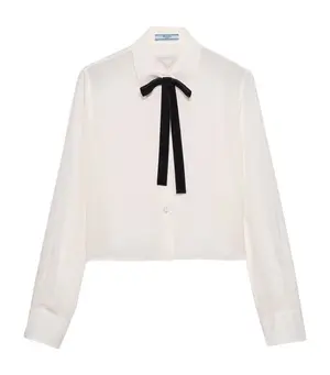 Prada Silk Crepe De Chine Shirt With Pussybow