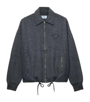 Prada Wool-cashmere Triangle Bomber Jacket - Grey