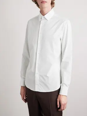 Canali Essential Cutaway-collar Cotton-poplin Shirt - White