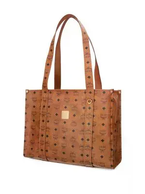 Mcm Aren Visetos Tote Bag - Brown