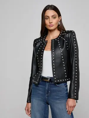 L'Agence Fia Studded Leather Jacket