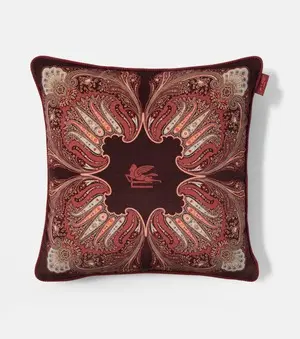 Etro Kiri Cotton Velvet Cushion - Burgundy