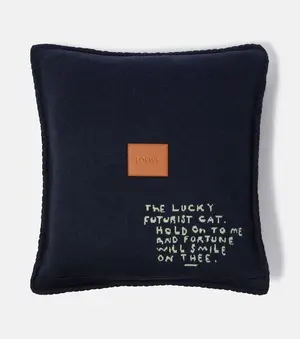 Loewe X Louis Wain Wool Jacquard Cushion - Blue