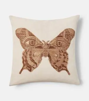 Jonathan Adler Muse Beaded Linen Cushion - White