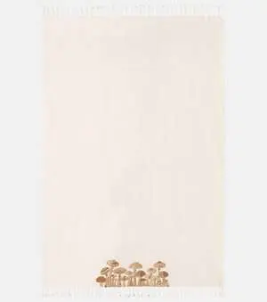 Jonathan Adler Mushrooms Beaded Wool Throw - White