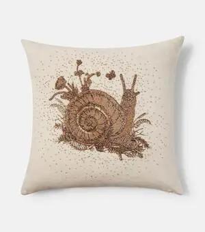 Jonathan Adler Botanist Beaded Linen Cushion - White