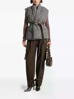 Manière De Voir Inez Herringbone Belted Puffer Jacket
