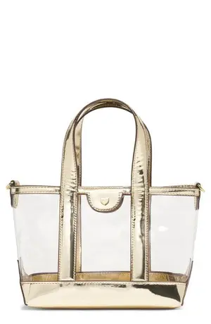 Stoney Clover Lane Mini Metallic Clear Vinyl Tote - Gold Metallic