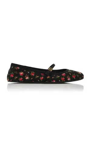 Dolce & Gabbana Vally Floral-print Ballet Flats - Black