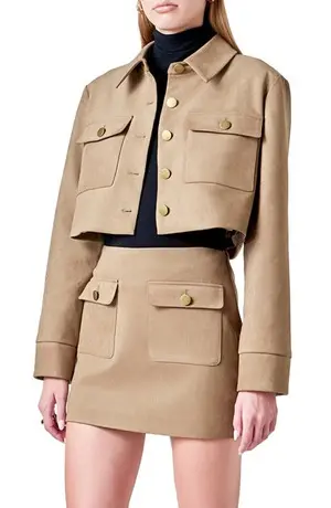 Endless Rose Faux Suede Cropped Jacket