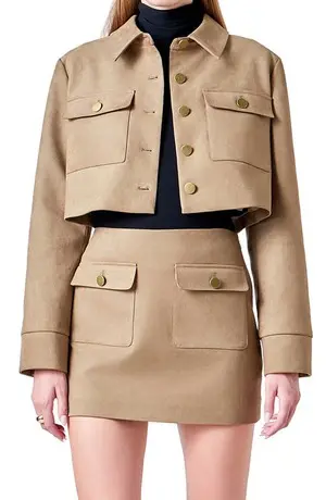Endless Rose Faux Suede Crop Jacket