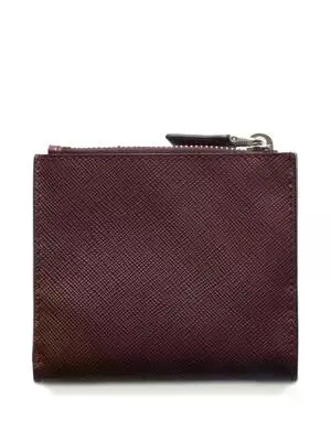 Prada Small Triangle Logo Saffiano Leather Wallet - Red