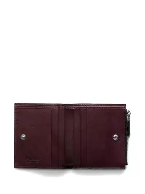 Prada Small Triangle Logo Saffiano Leather Wallet - Red