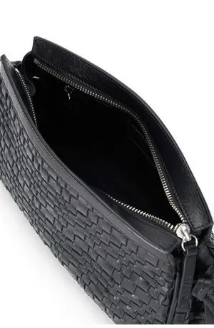 Staud Maude Convertible Leather Clutch - Black Woven