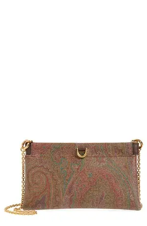 Etro Arnica Coated Canvas Wallet On A Chain - Brown