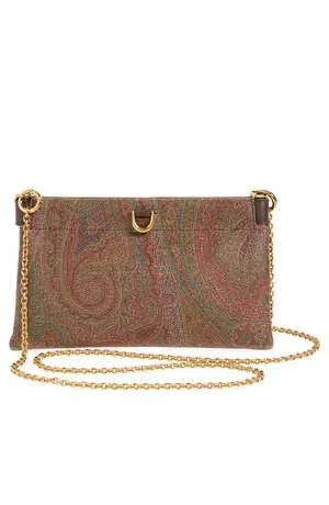 Etro Arnica Coated Canvas Wallet On A Chain - Brown