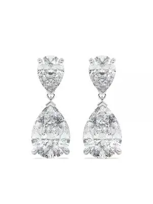 TILLA 14kt White Gold Pear Dangling Earrings - Silver