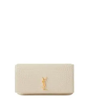 Saint Laurent Croc-effect Leather Phone Case - Cream