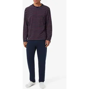 Lacoste Cotton Pajamas - Navy Blue/red-white