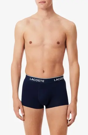 Lacoste Core Essentials Assorted 3-pack Stretch Cotton Boxer Briefs - Navy Blue/green-red-navy