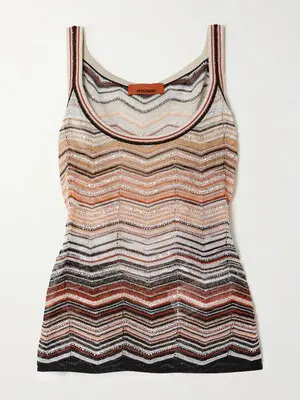 Missoni Sequin-embellished Striped Metallic Crochet-knit Tank - Multi