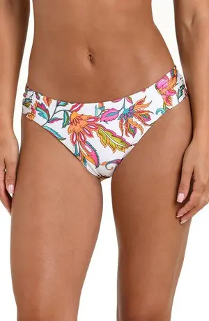SUNSHINE 79 Shirred Side Bikini Bottom - White Multi