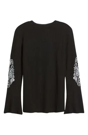NIKKI LUND Lund Embroidered Rib Thermal Top