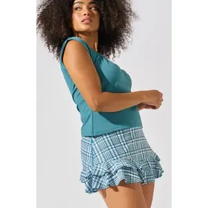 BOBBE ACTIVE Deuce Skirt - Rainforest Green Houndstooth