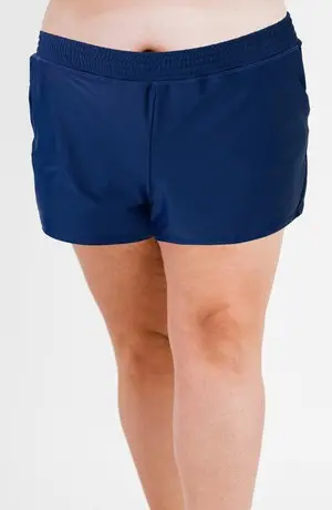 CALYPSA Classic Fit Swim Shorts With Panty - Navy