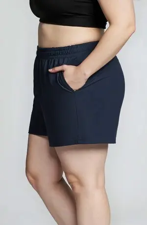 CALYPSA Classic Fit Swim Shorts With Panty - Navy
