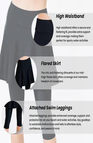 CALYPSA Flared Swim Skort With Capri Leggings - Navy